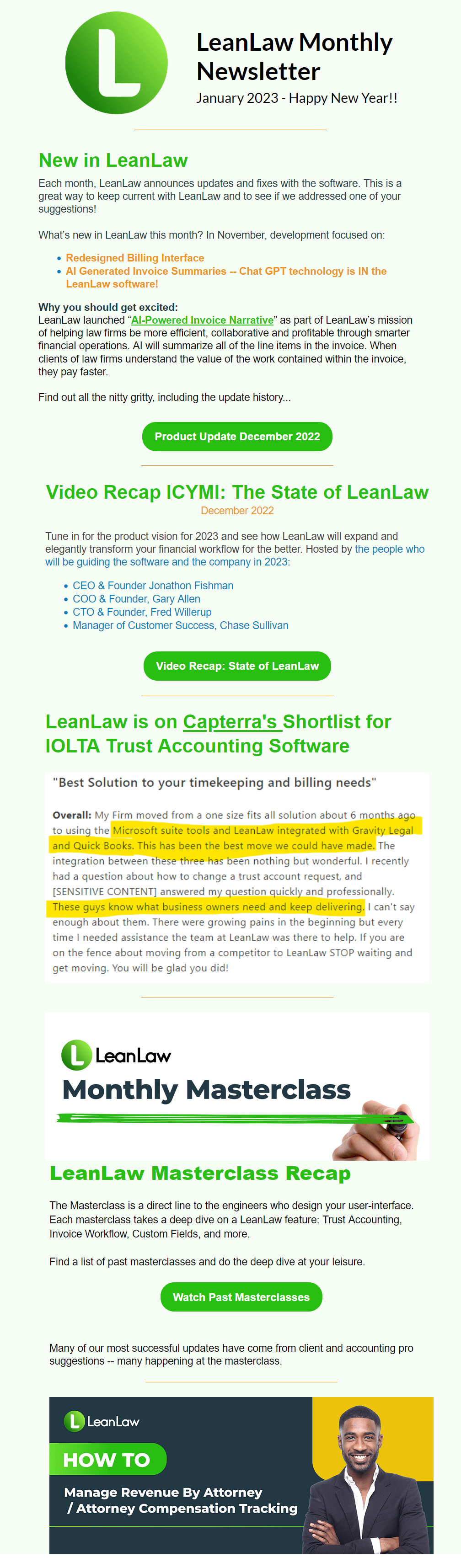 LeanLaw Sample Newsletter - LeanLaw - Legal Billing Made Easy